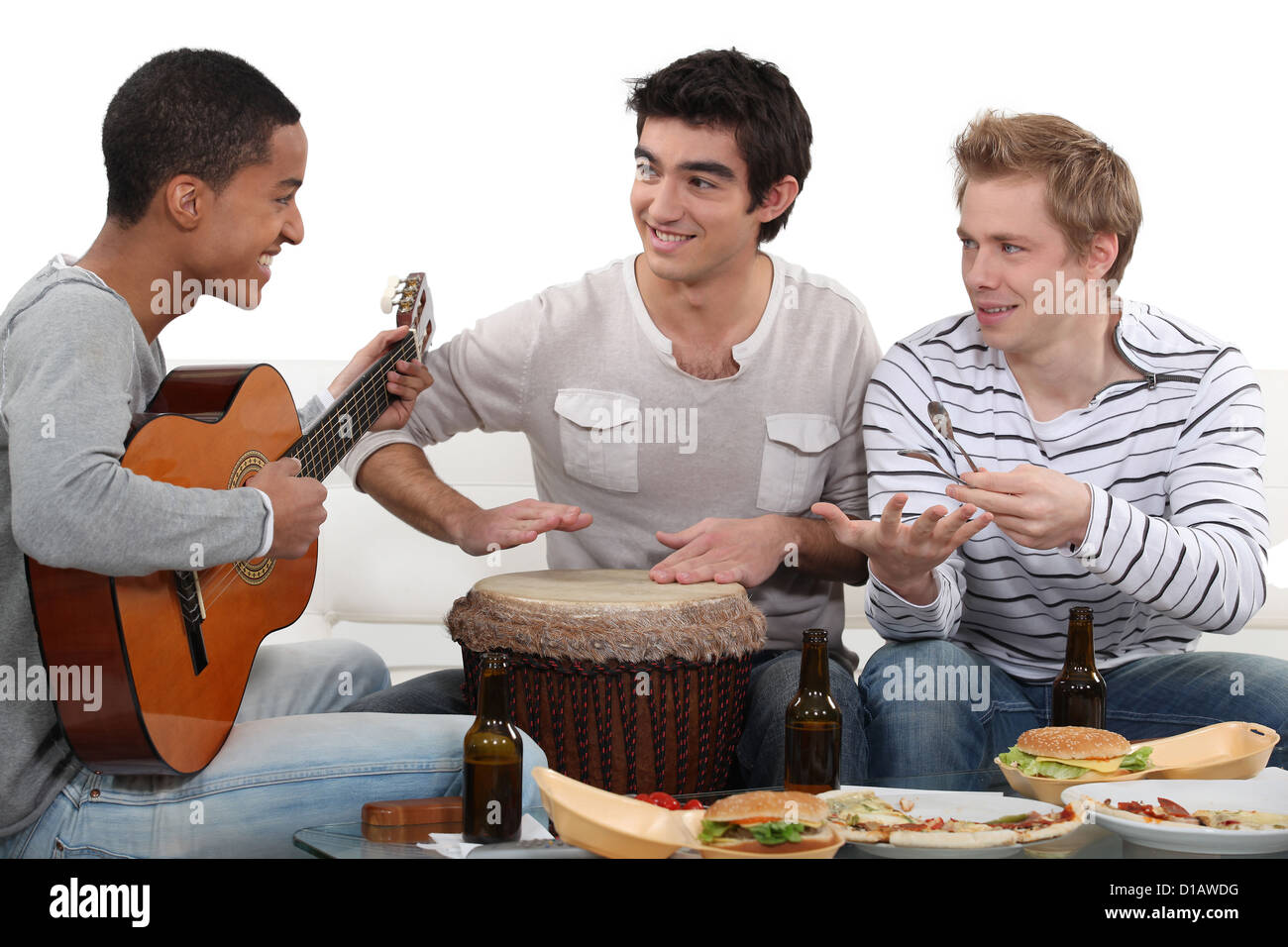 Convivial meal with music Stock Photo - Alamy