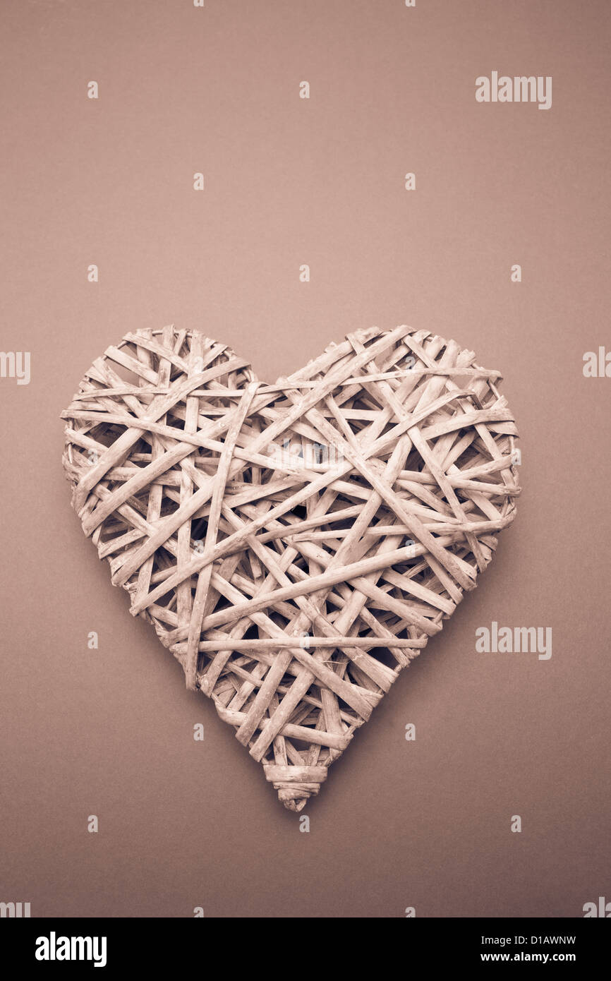 Wicker heart ornament Stock Photo - Alamy