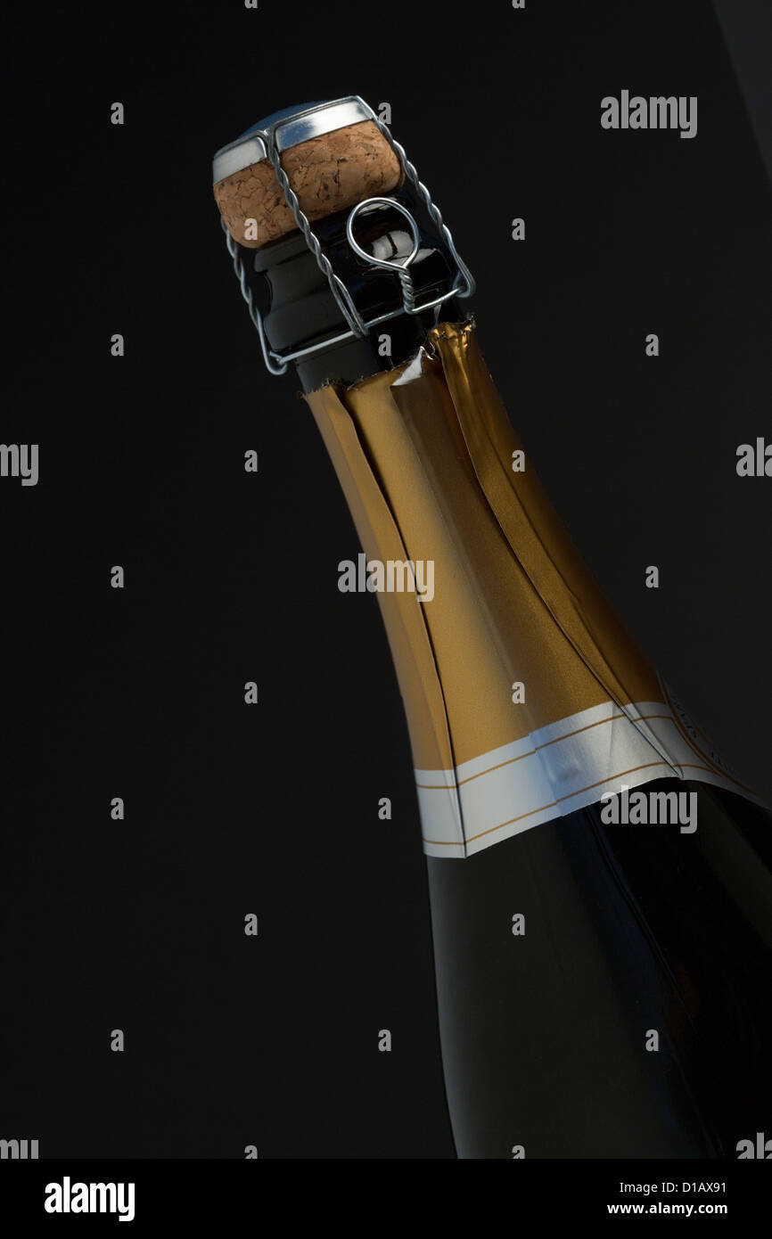 Close-up of top of champagne bottle Stock Photo - Alamy