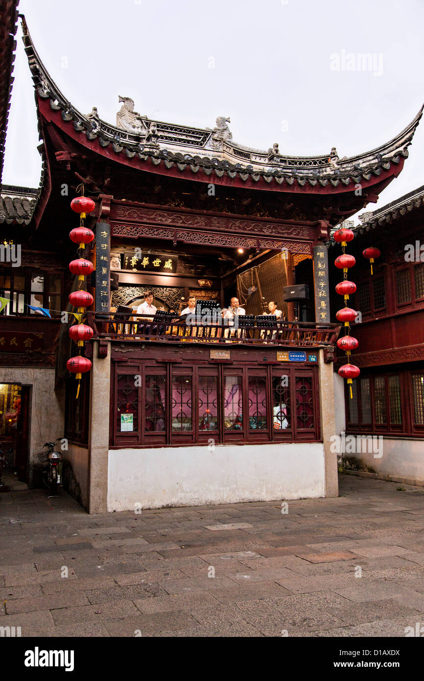 Traditional Chinese musicians play from the Ancient Opera Stage at ...