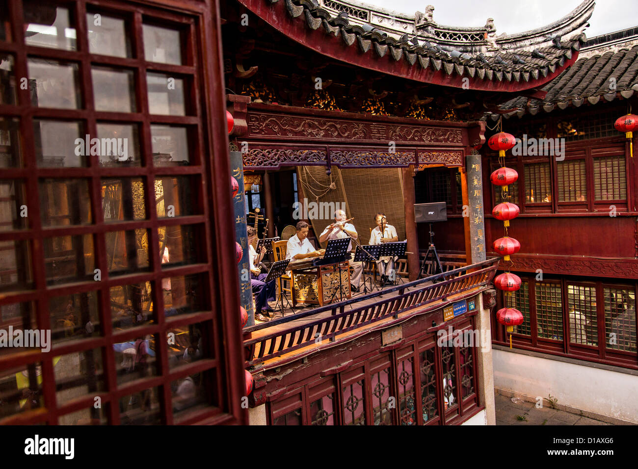 Traditional Chinese musicians play from the Ancient Opera Stage at ...