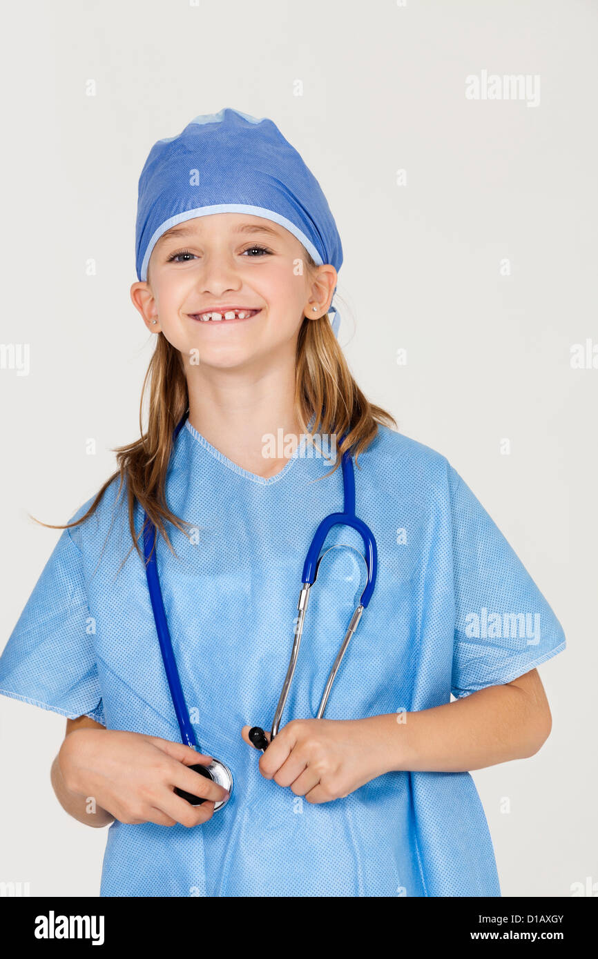 Portrait young girl in surgeon's costume Stock Photo - Alamy