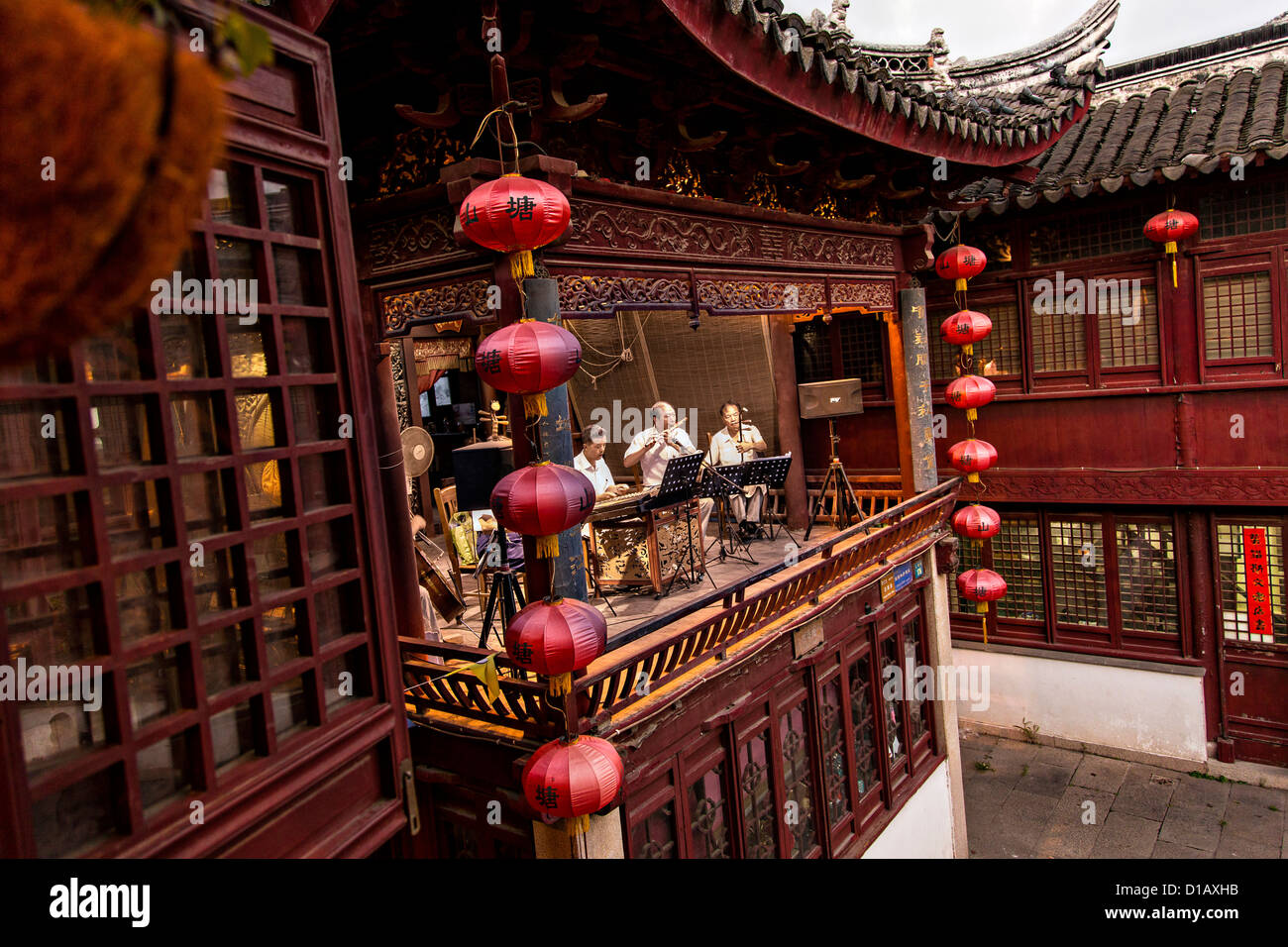 Traditional Chinese musicians play from the Ancient Opera Stage at ...