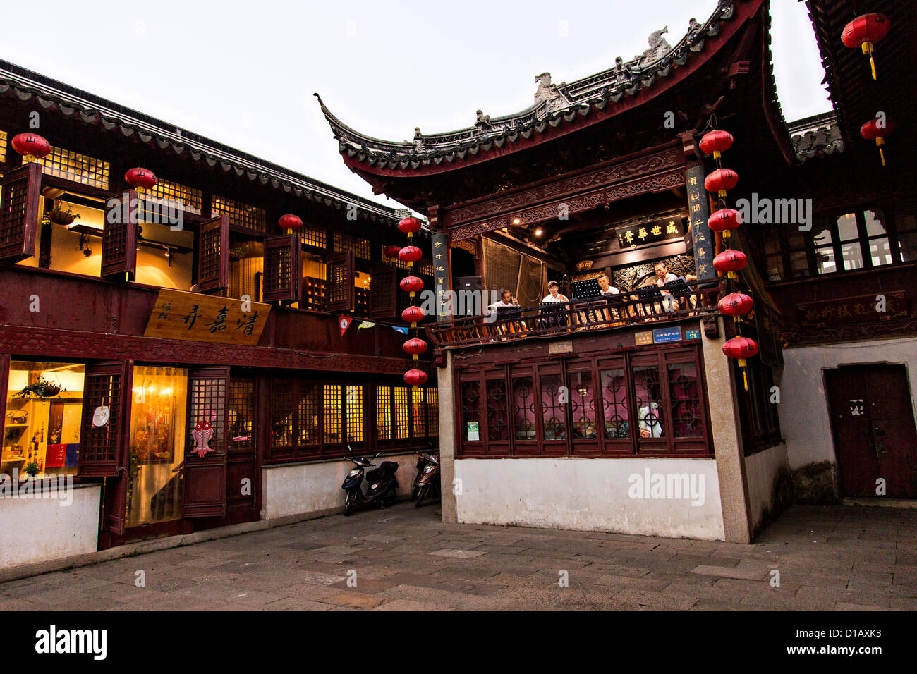 Traditional Chinese musicians play from the Ancient Opera Stage at ...