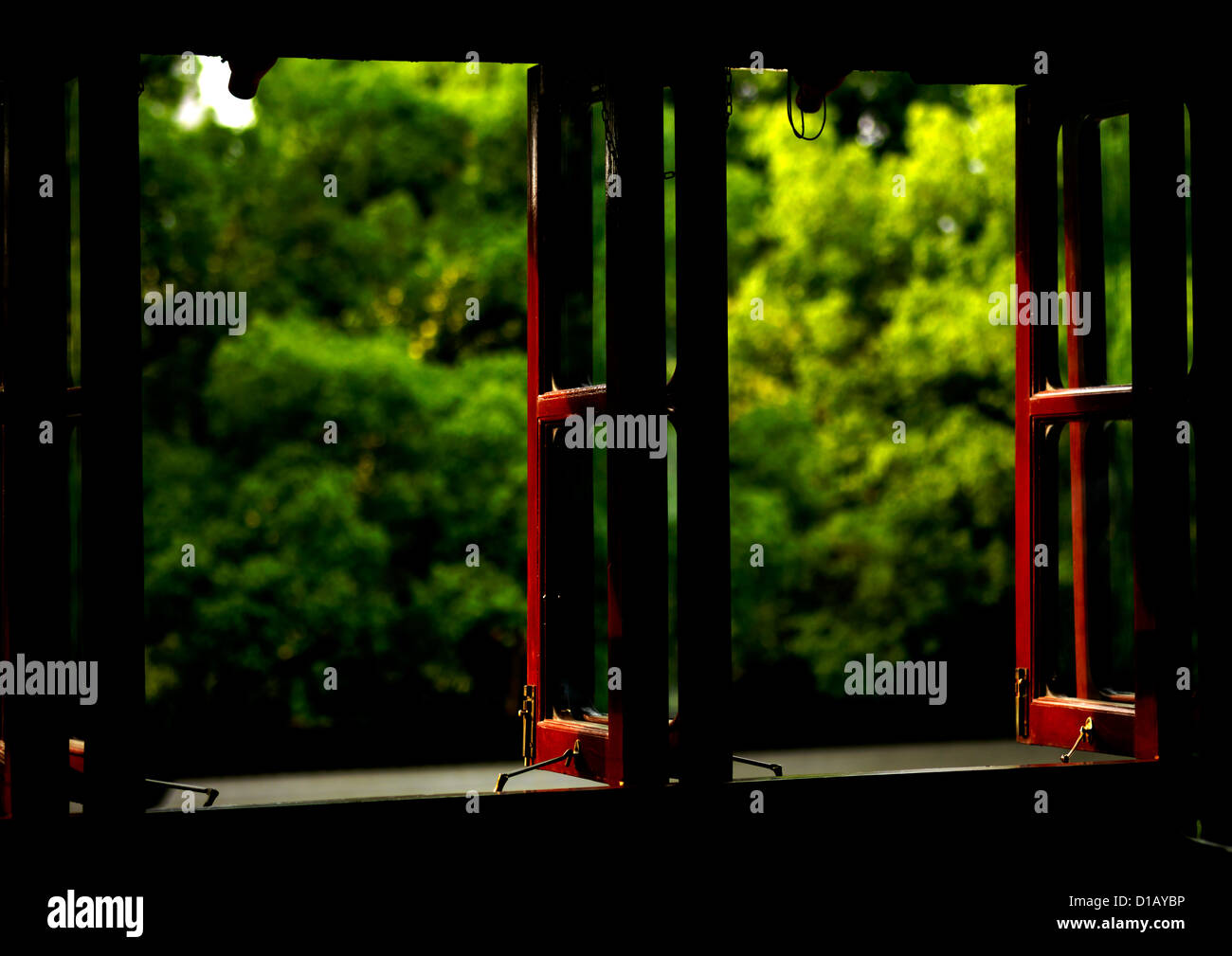 Chinese Windows Opened On A Garden, Shangai, China Stock Photo - Alamy