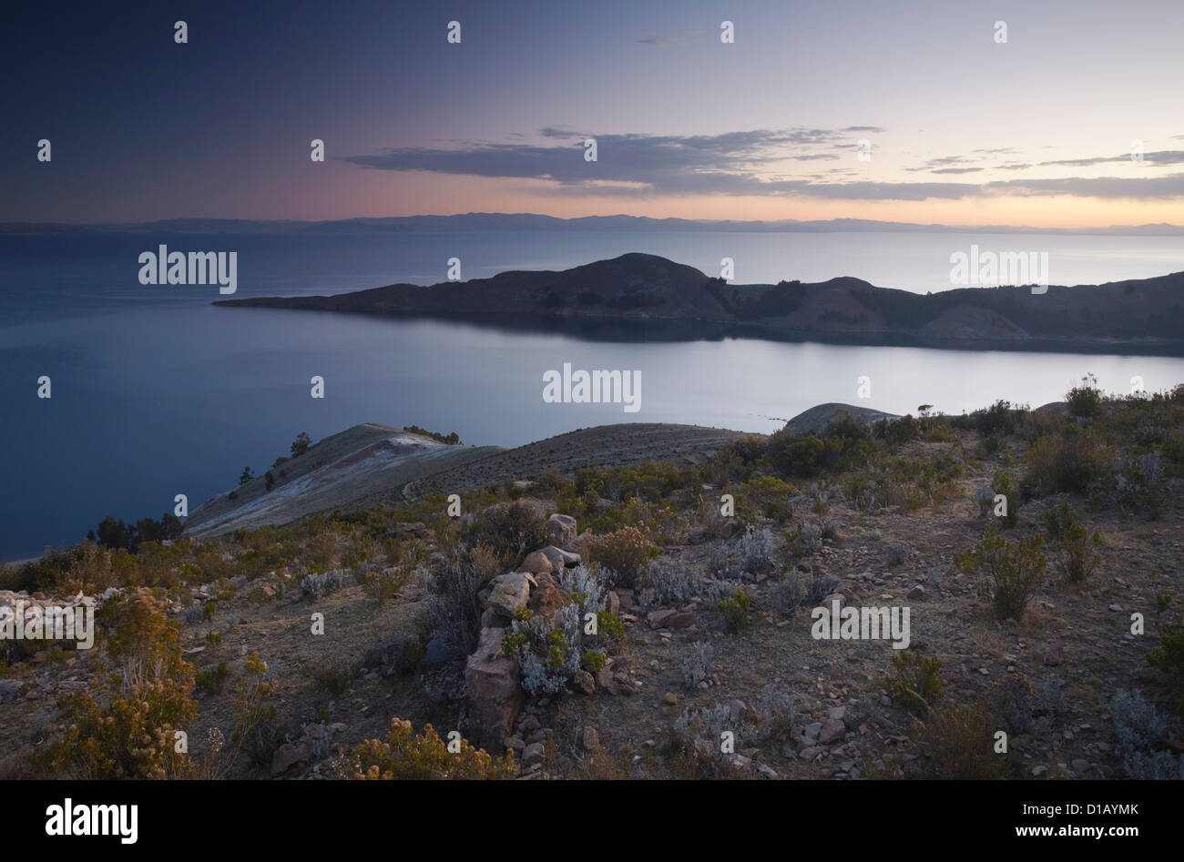 Isla del Sol (Island of the Sun) at sunset, Lake Titicaca, Bolivia ...