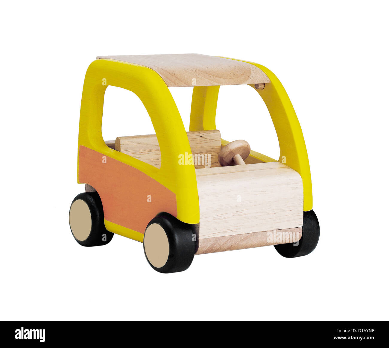Kid's wooden toy car isolated on white Stock Photo - Alamy