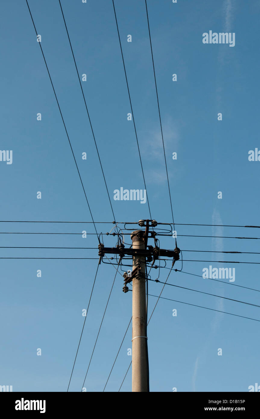 utility pole supporting wires for electrical power distribution Stock ...