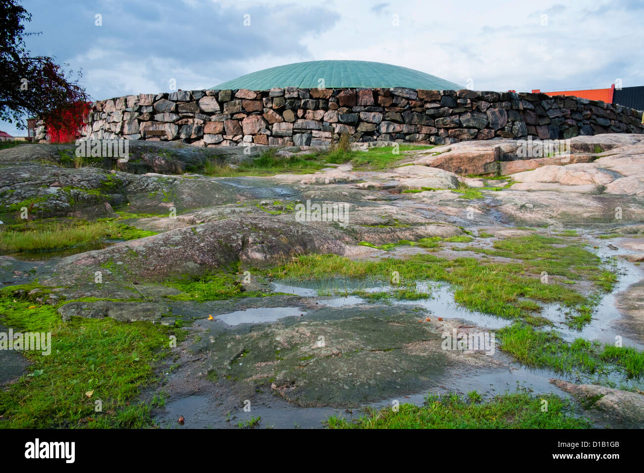 Exterior of Temppeliaukio Church built inside rock in Helsinki Finland ...