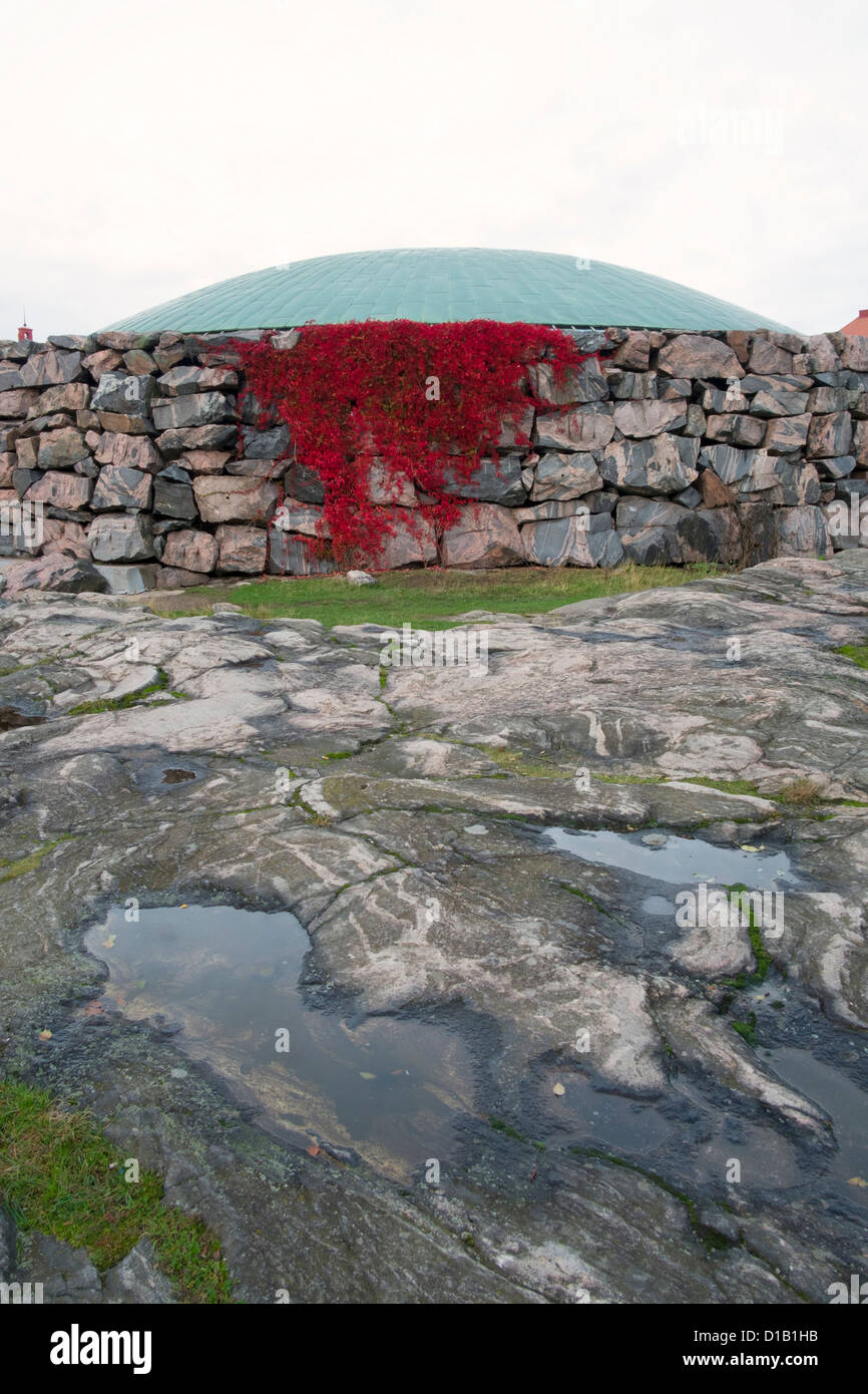 Exterior of Temppeliaukio Church built inside rock in Helsinki Finland ...