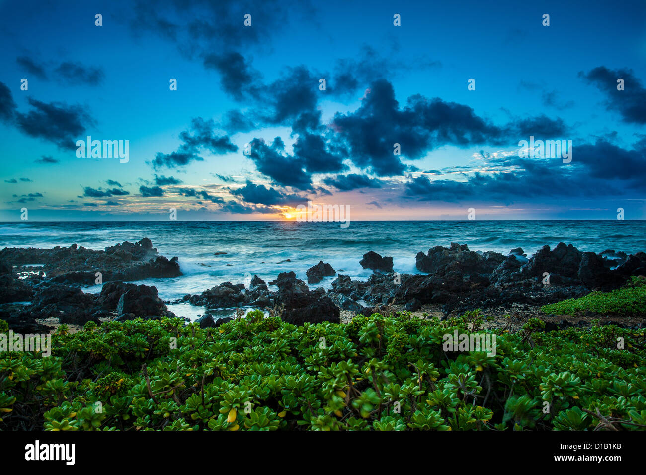 Sunrise Hawaii Oahu Landscape Beautiful Scenic Ocean Rocks Stock Photo ...