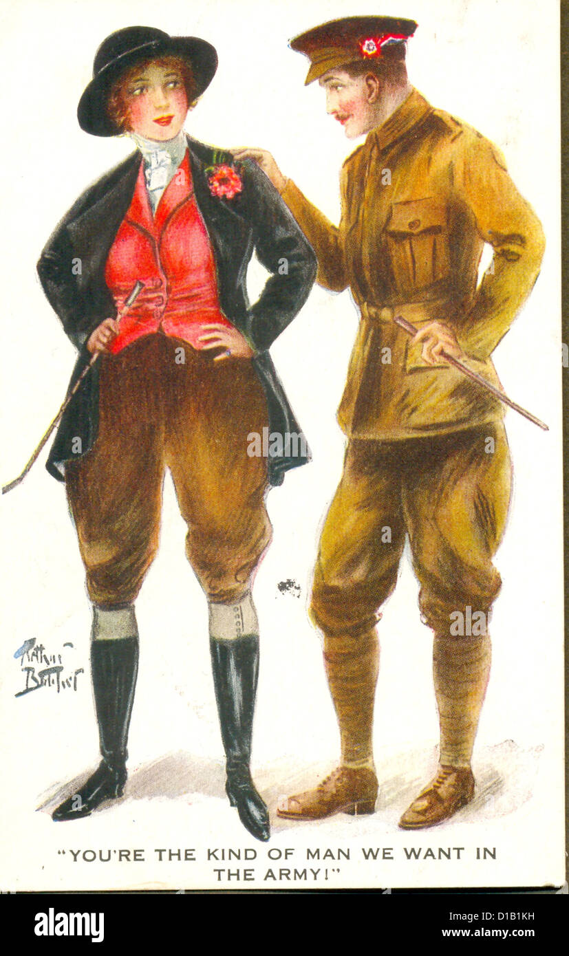 World War One postcard by artist Arthur Butcher Stock Photo - Alamy