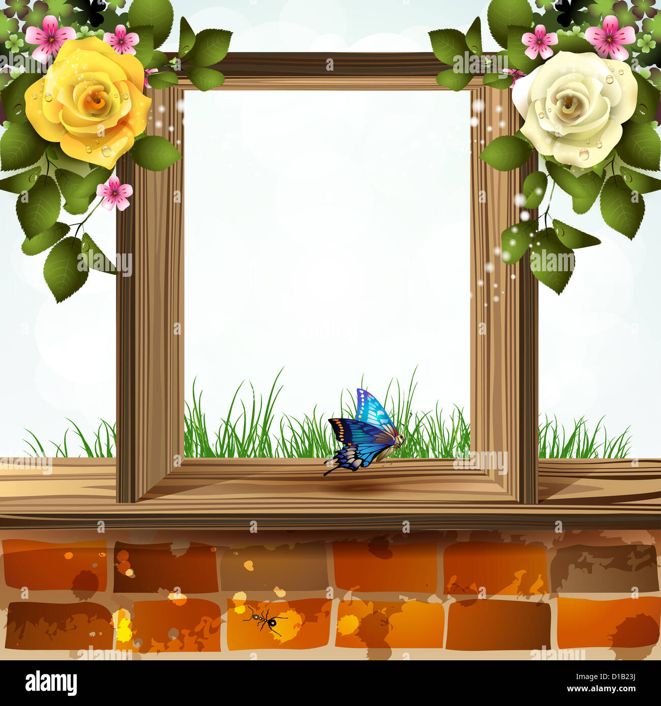 Window frame with flowers Stock Photo - Alamy