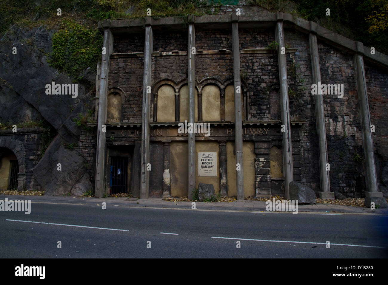 The entrance at the bottom of the disused Clifton Rocks funicular ...