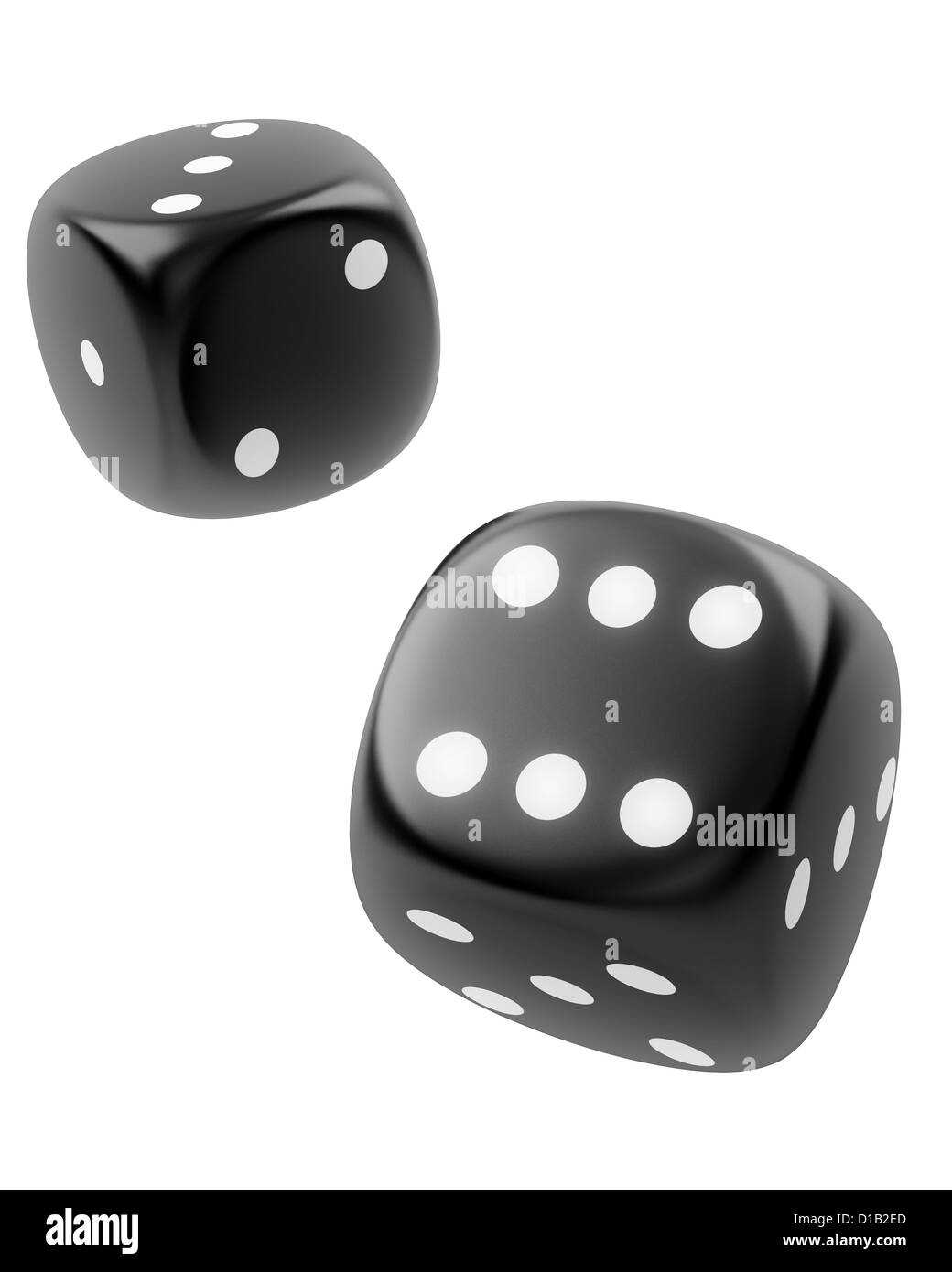 two black dices on white background Stock Photo - Alamy