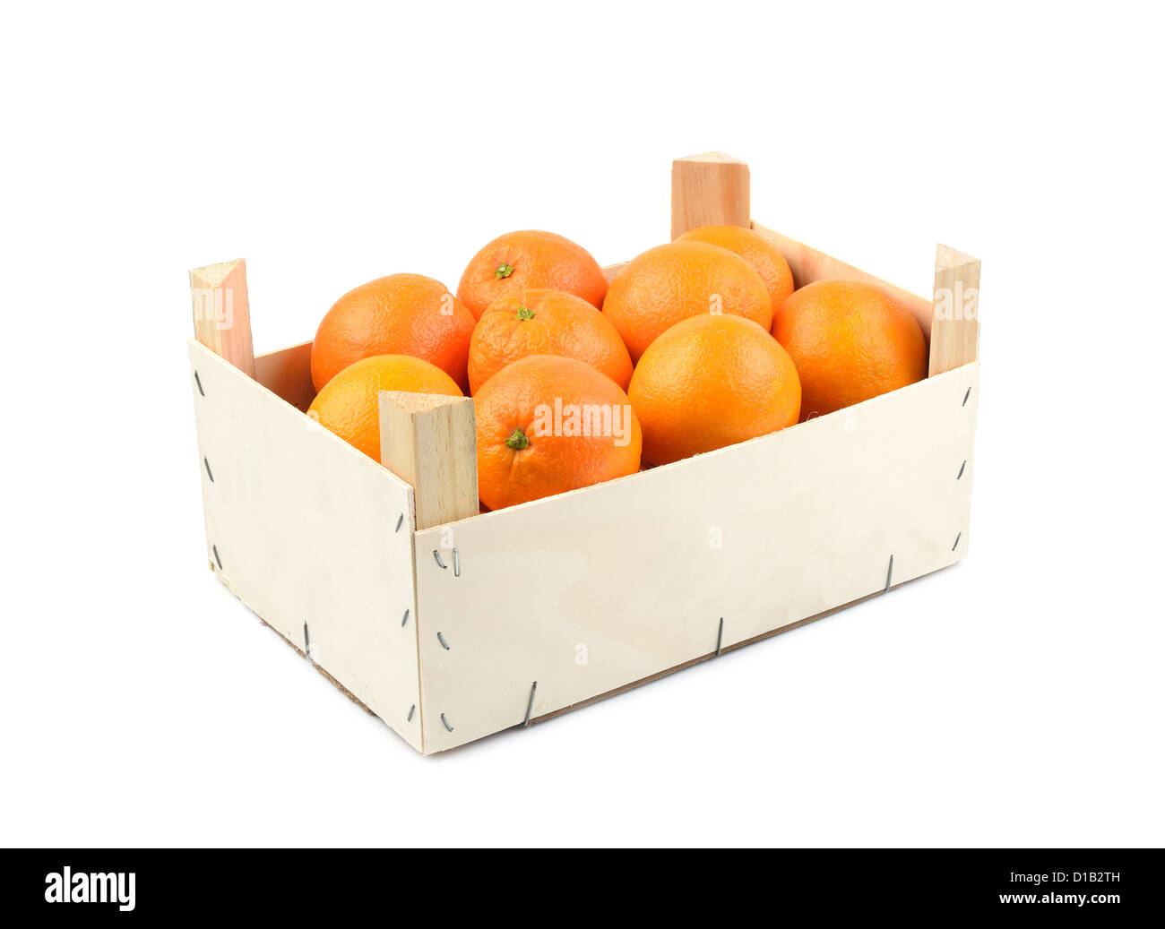 Wooden box of oranges isolated on a white background Stock Photo - Alamy