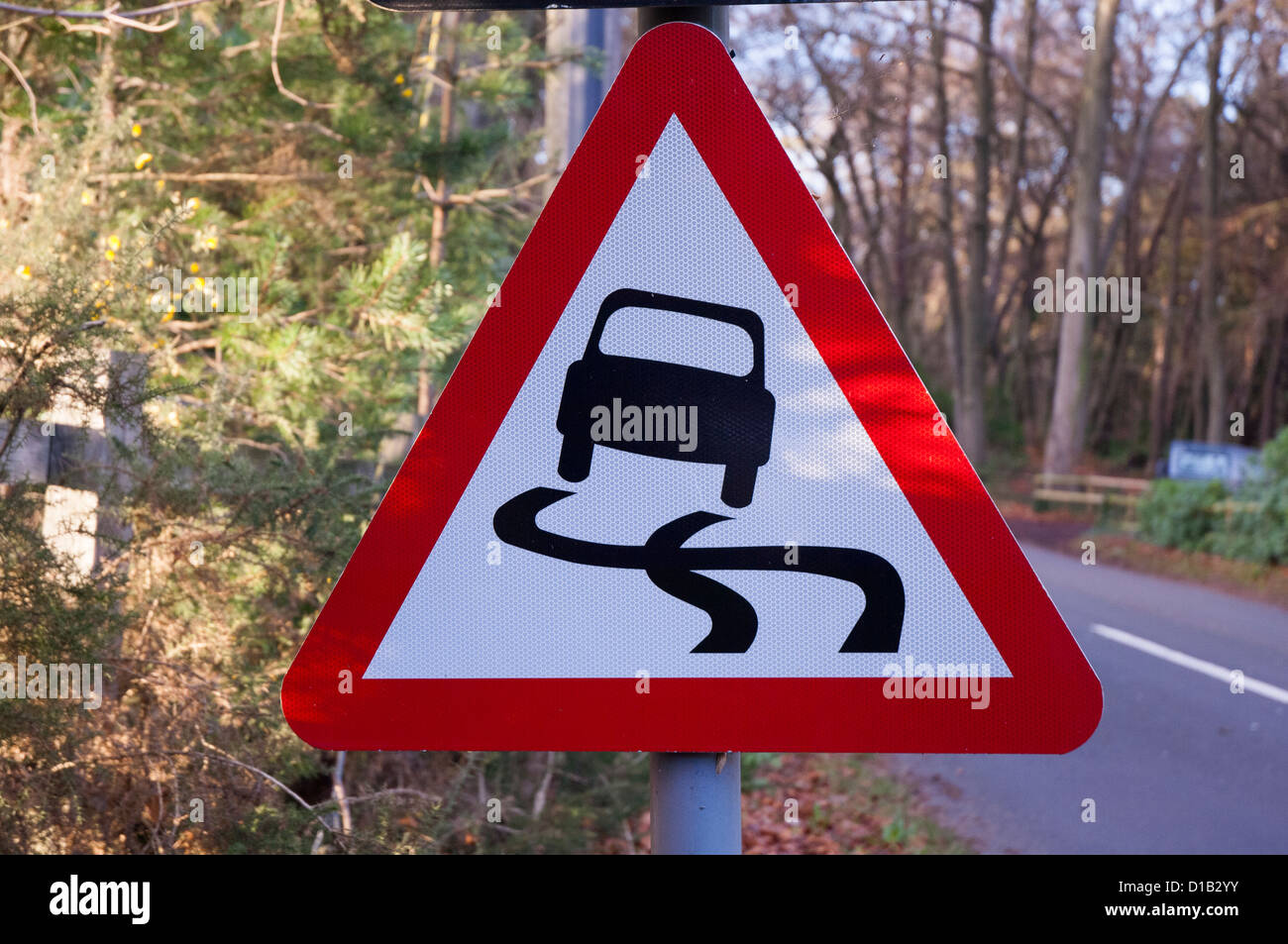 British triangular hazard road sign Stock Photo - Alamy