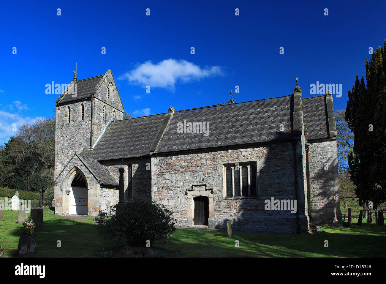 Church of the Holy Cross in the grounds of Ilam Hall in the village of ...