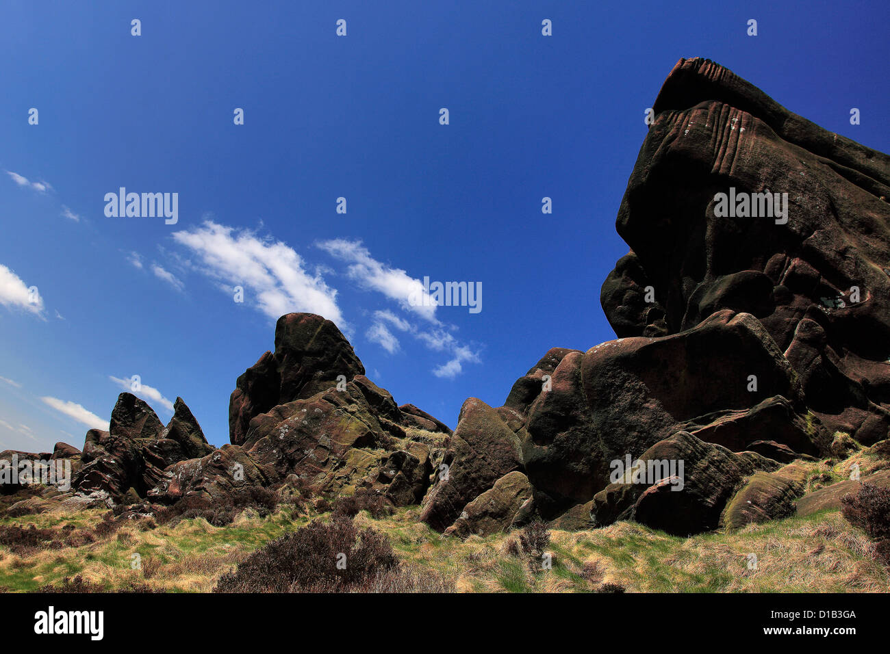 Summer view over the rock formations of the Ramshaw Rocks ...