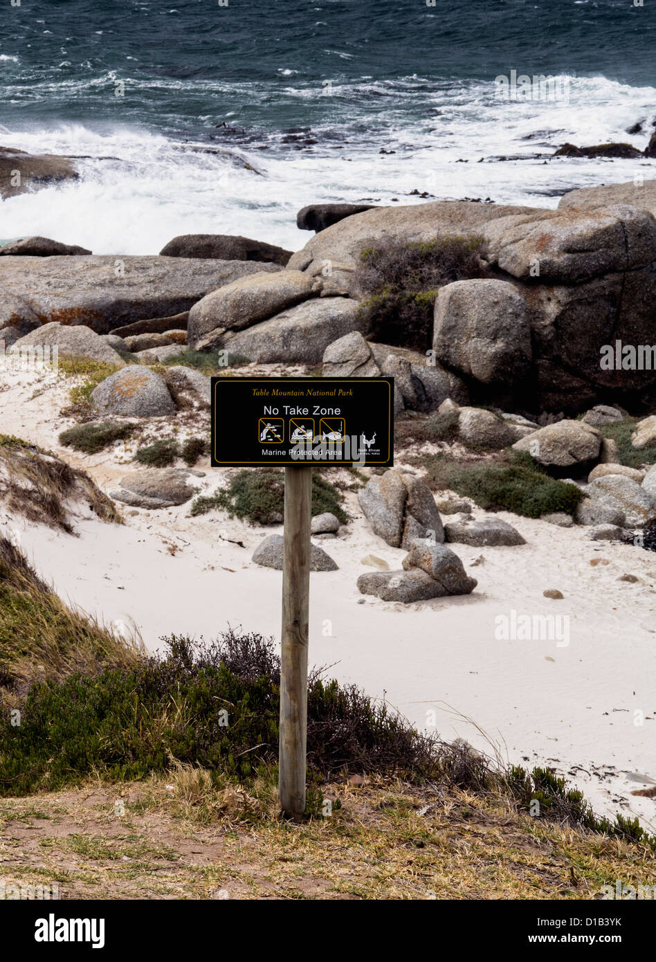 A sign declares a "No Take zone" in a marine protected area in the ...