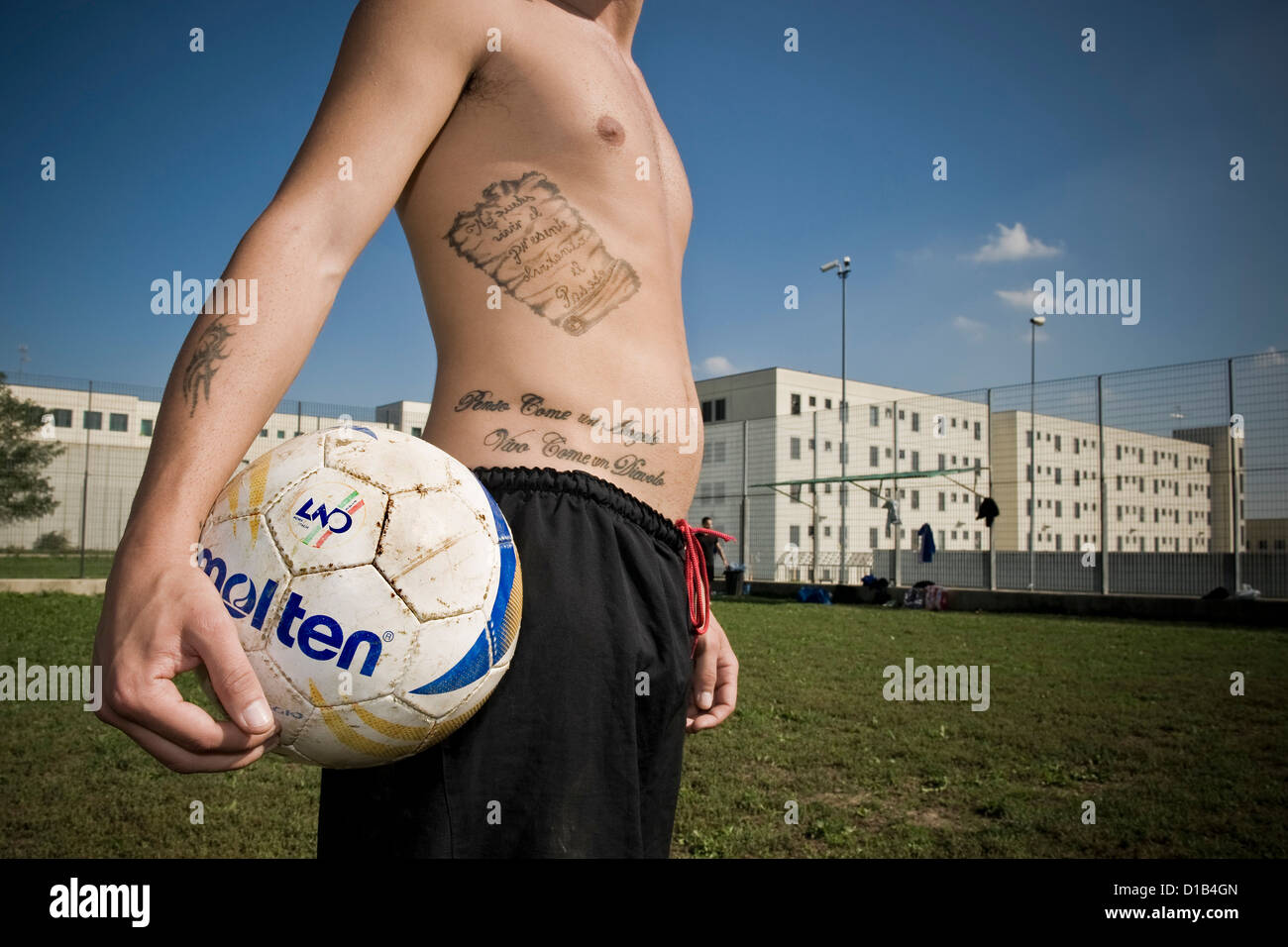 Bollate prison, training of the football team Stock Photo - Alamy