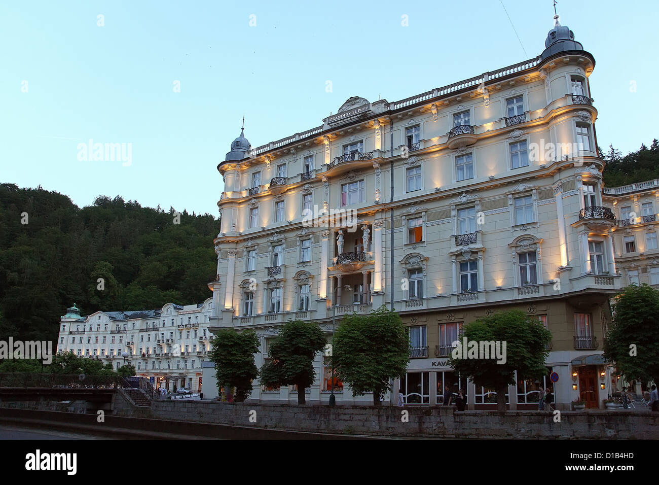 Karlovy Vary, Czech Republic, the Grandhotel Pupp in the evening light ...