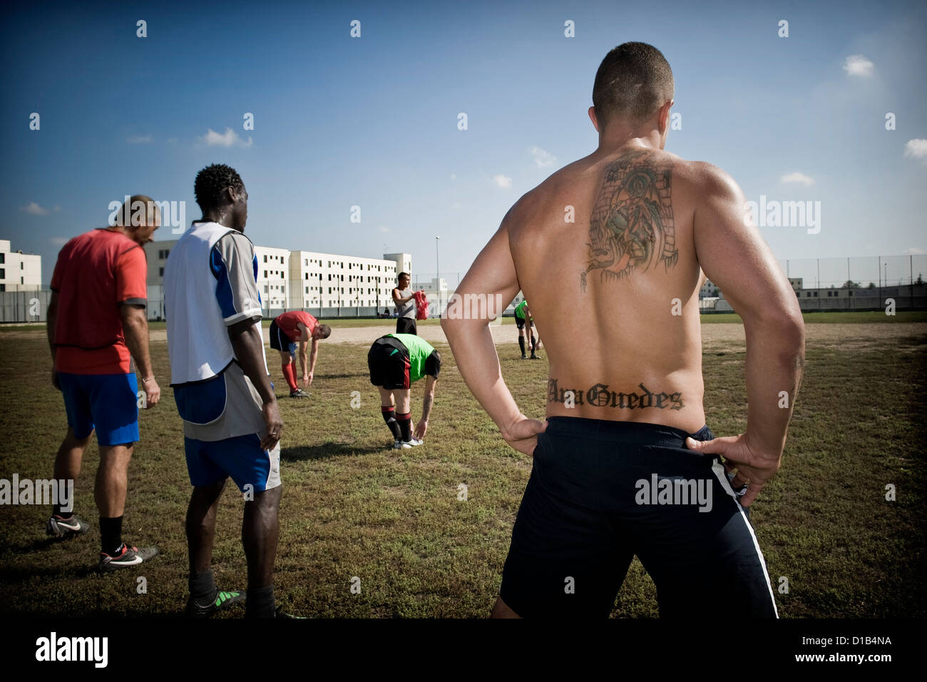 Bollate prison, training of the football team Stock Photo - Alamy