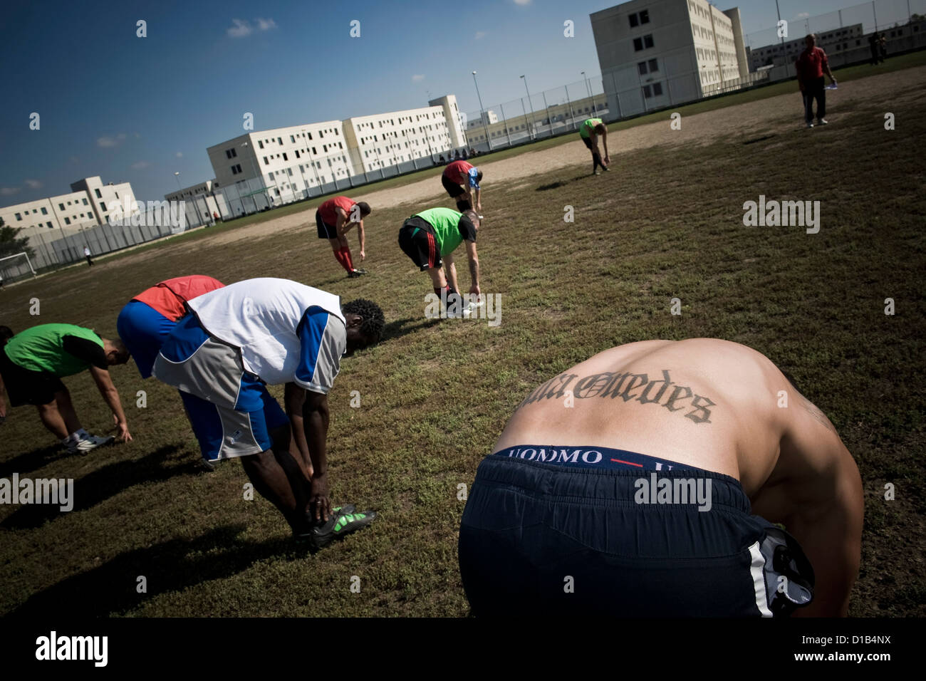 Bollate prison, training of the football team Stock Photo - Alamy