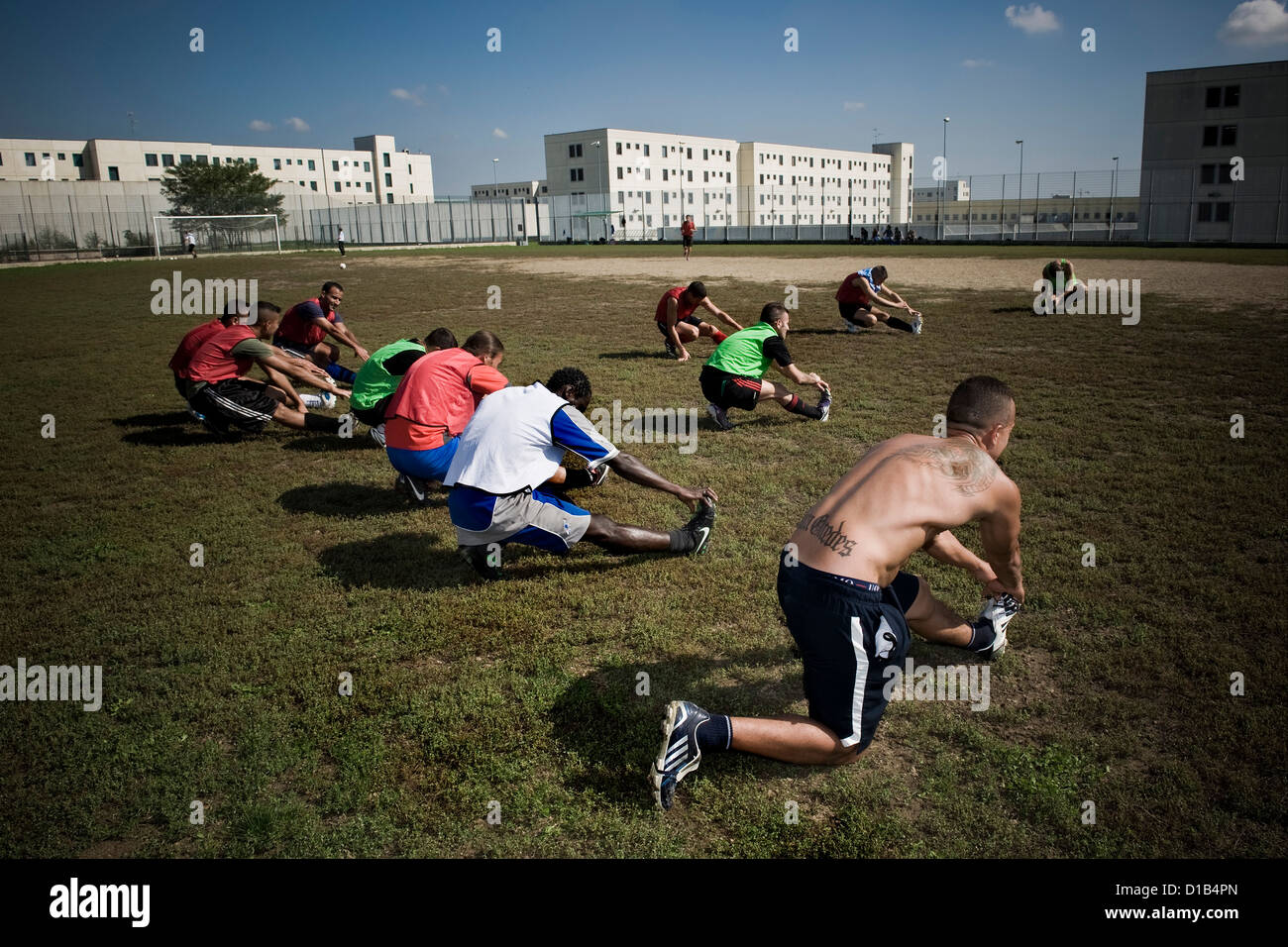 Bollate prison, training of the football team Stock Photo - Alamy