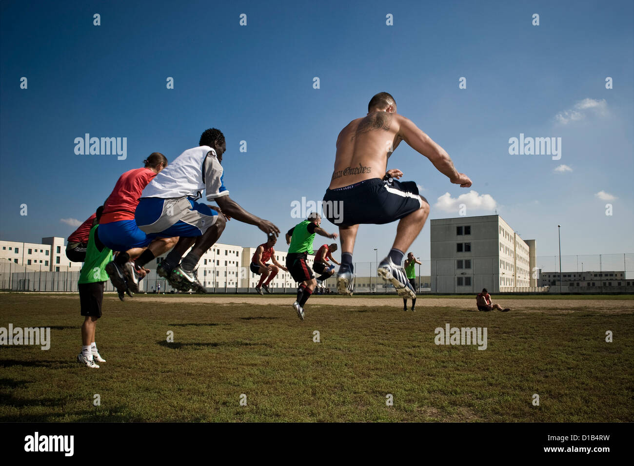 Bollate prison, training of the football team Stock Photo - Alamy