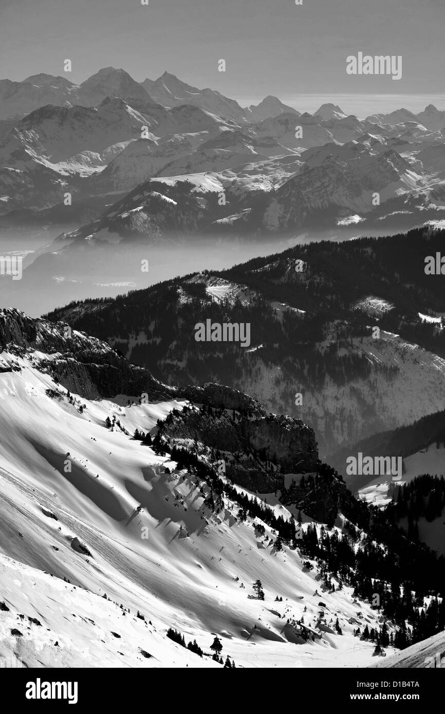 Snowy swiss alps Black and White Stock Photos & Images - Alamy
