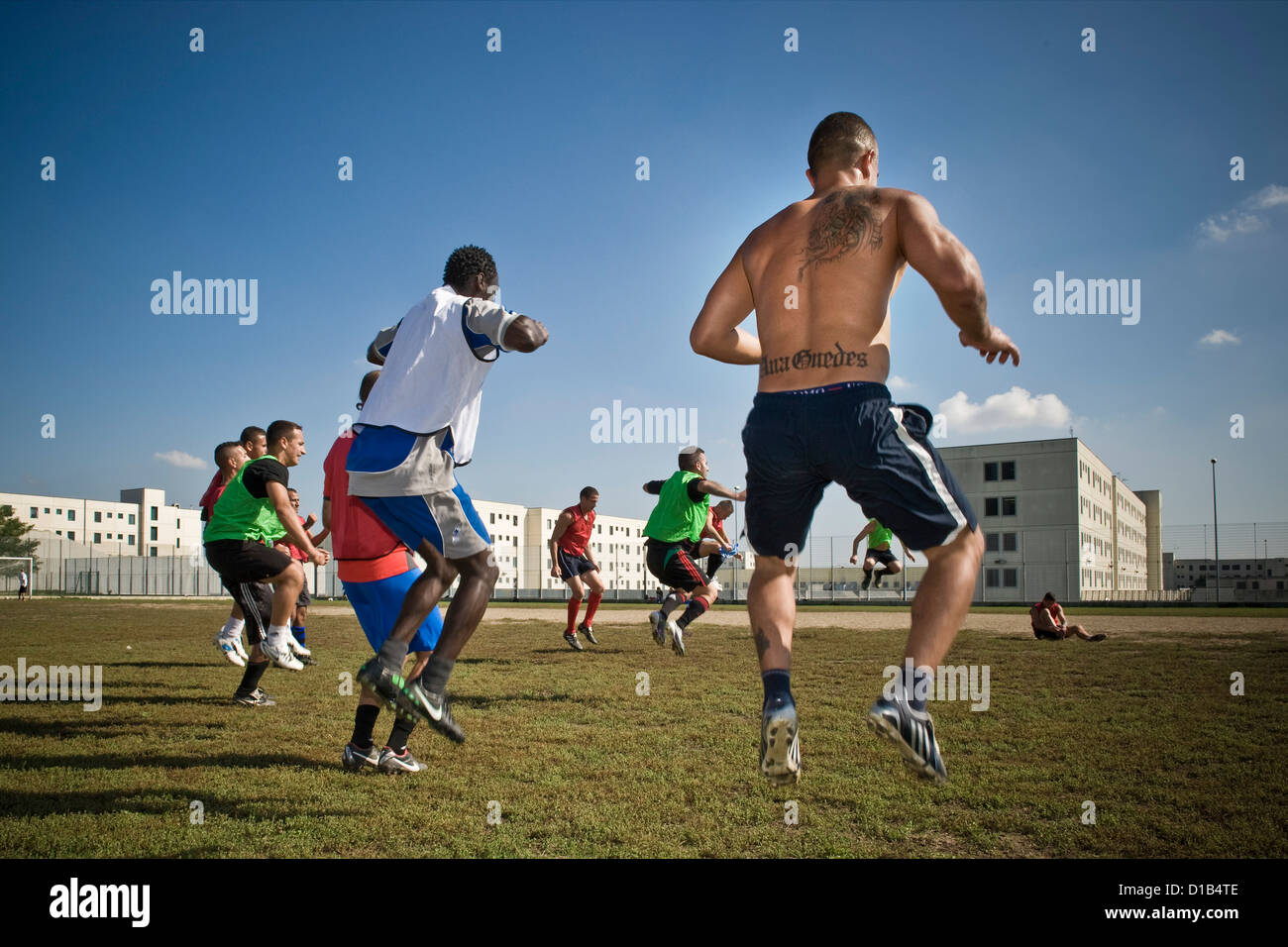 Bollate prison, training of the football team Stock Photo - Alamy