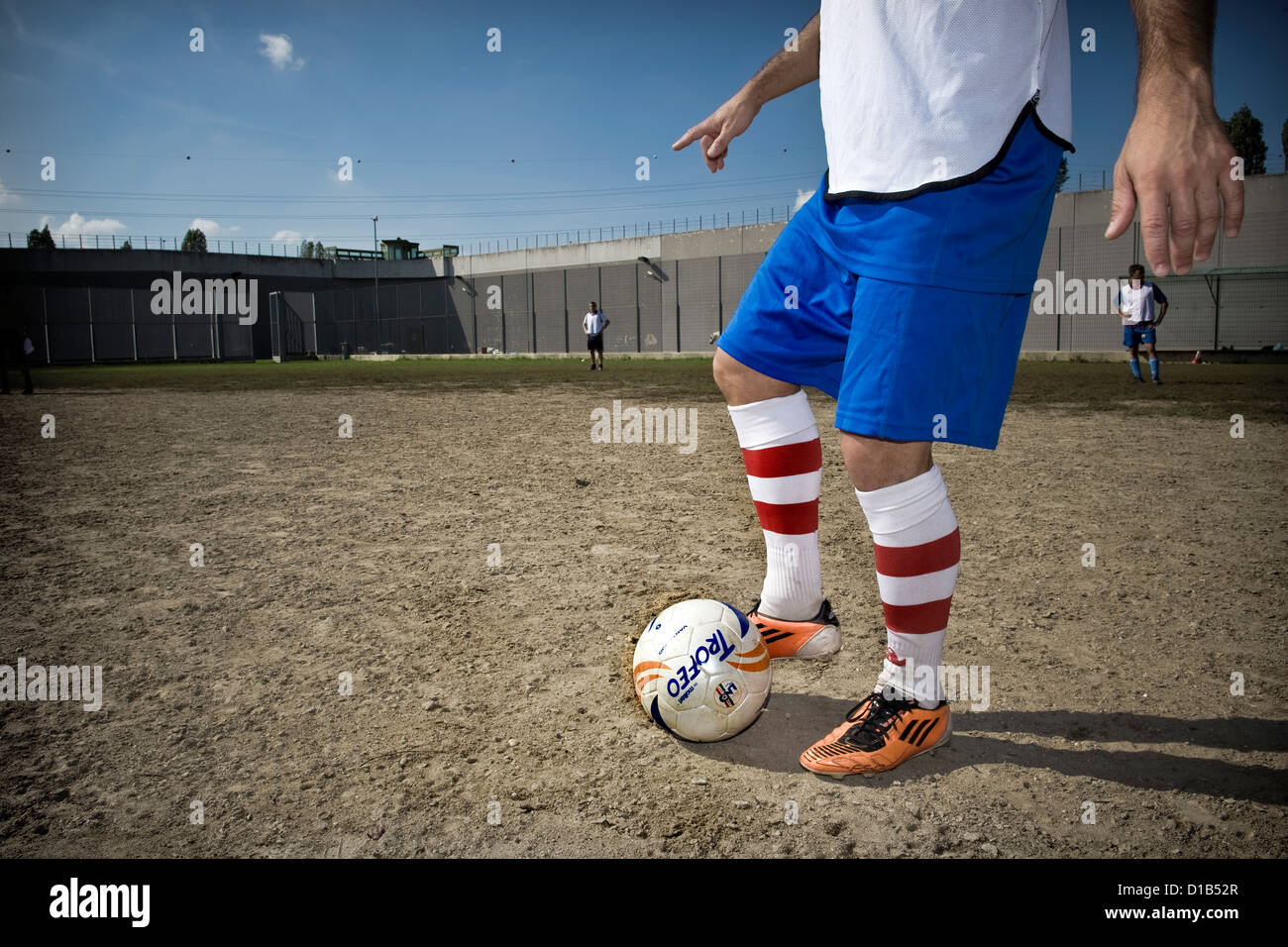 Bollate prison, training of the football team Stock Photo - Alamy