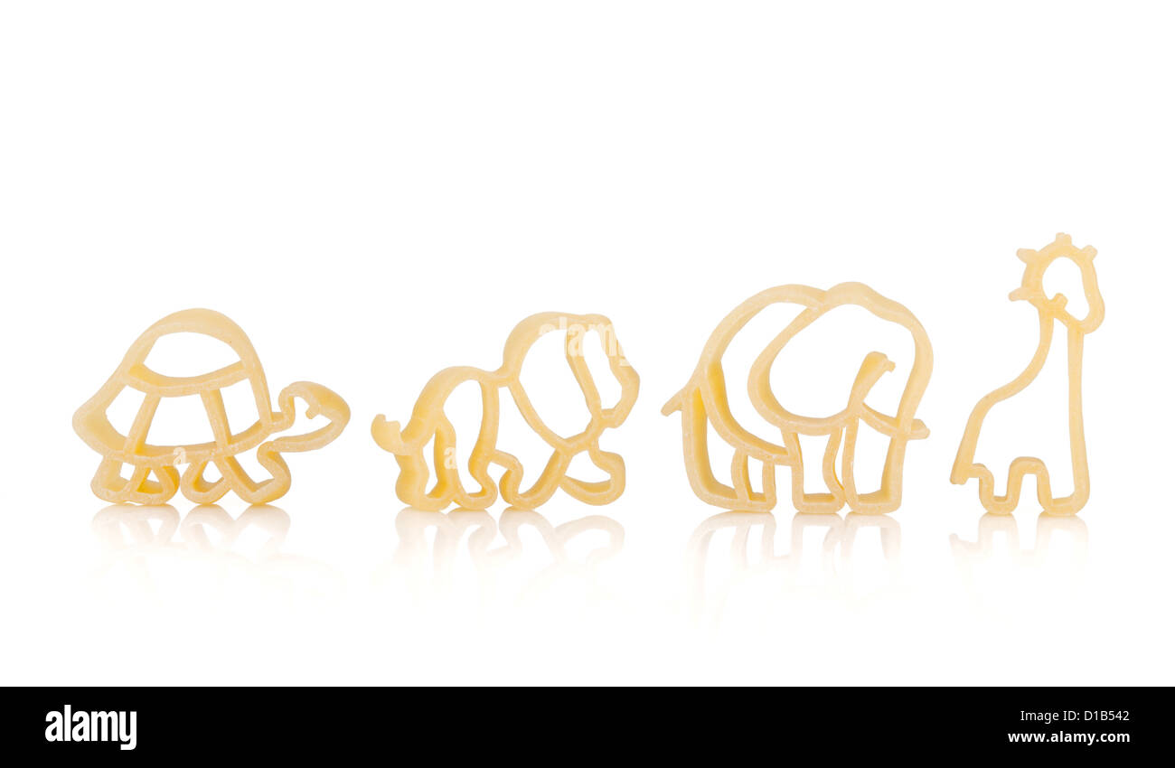 Baby pasta with animals shape: tortoise, lion, elephant, giraffe ...
