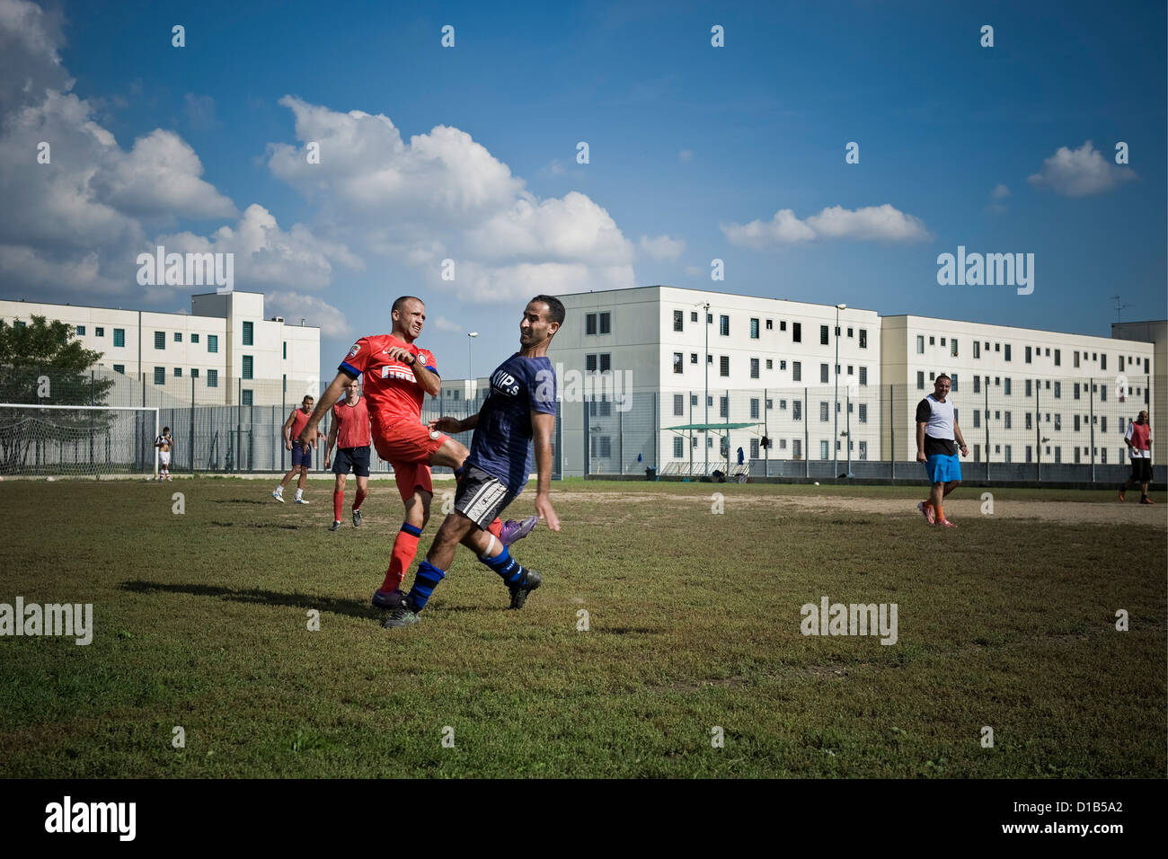 Bollate prison, training of the football team Stock Photo - Alamy