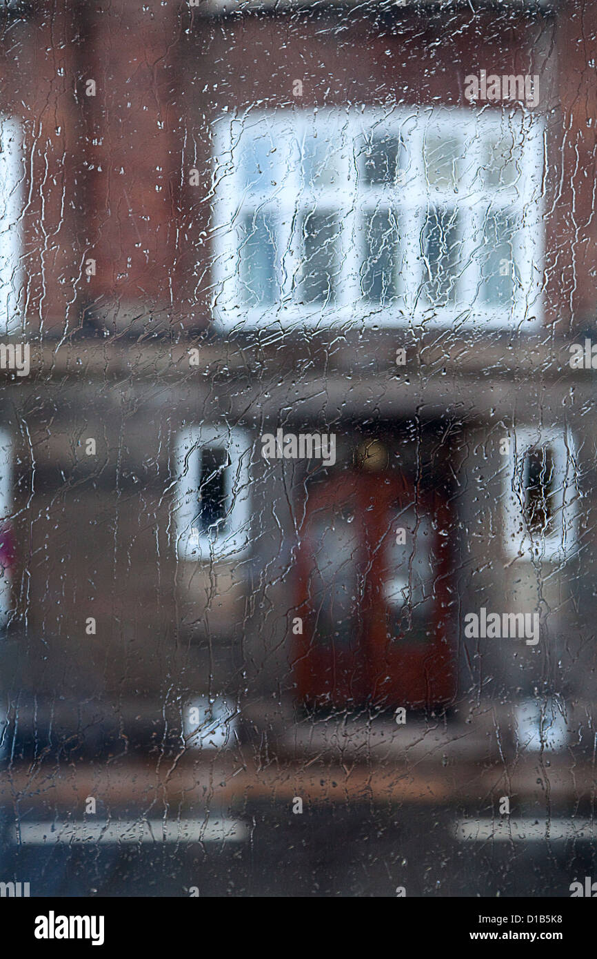 Through the wet window view Stock Photo - Alamy