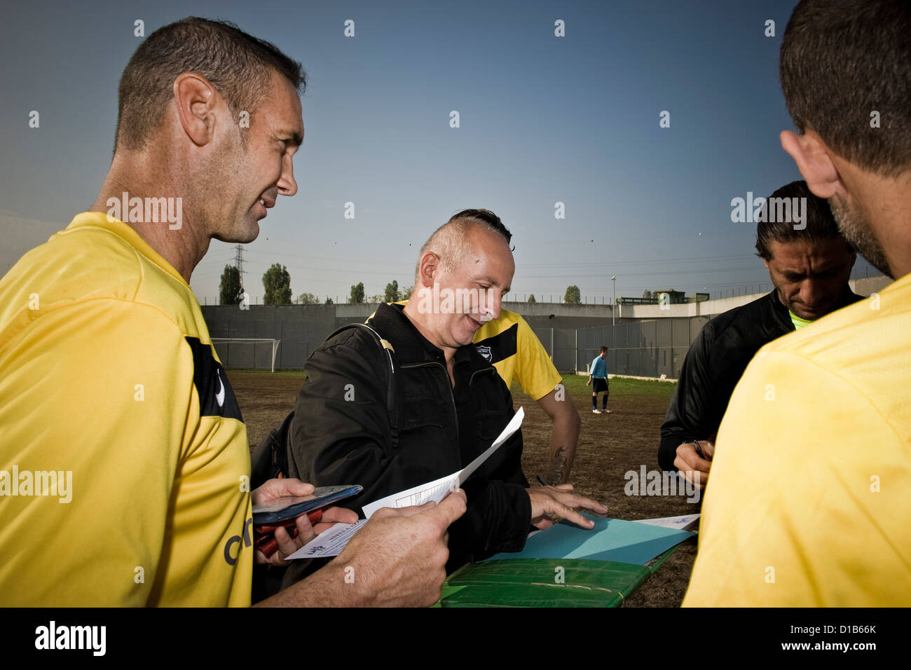 Italy, Bollate prison, football game inside the prison Stock Photo - Alamy