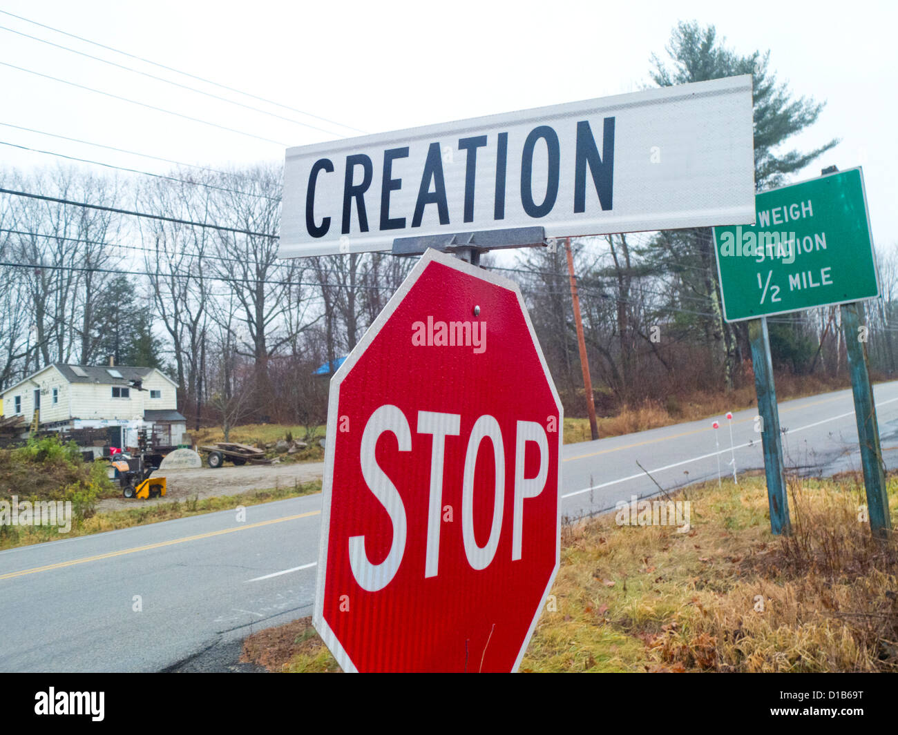 creation sign on stop sign Stock Photo - Alamy