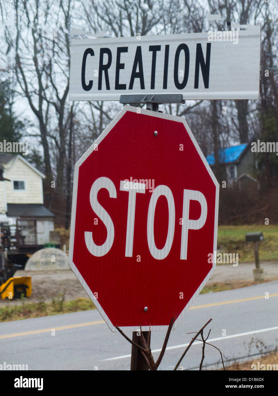 creation sign on stop sign Stock Photo - Alamy