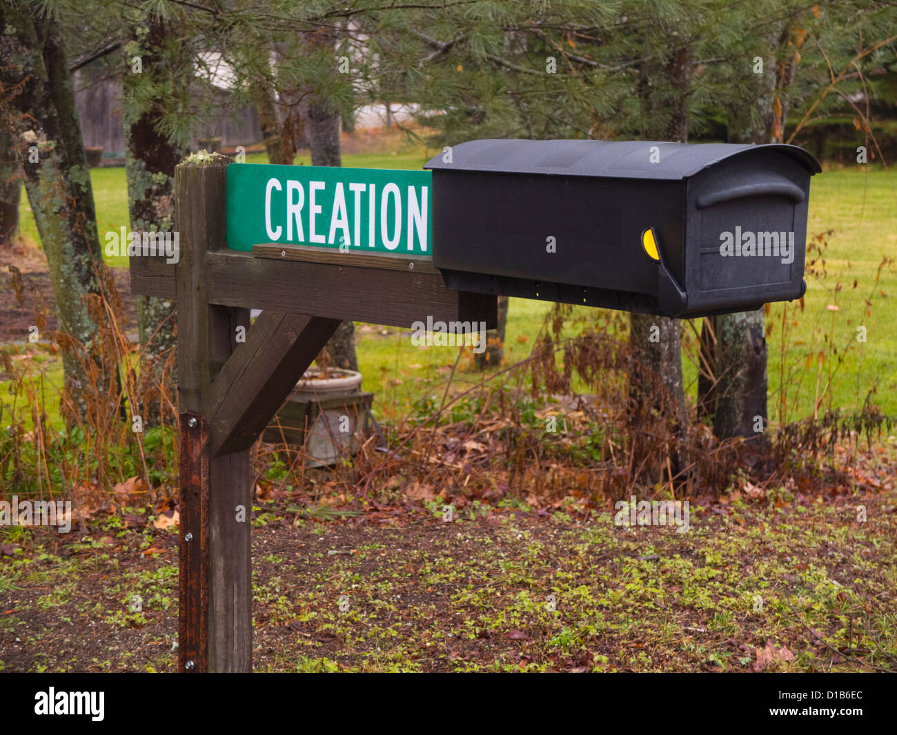 creation sign on mailbox Stock Photo - Alamy