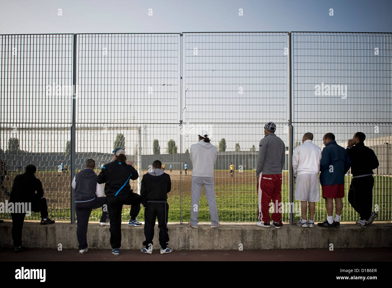 Italy, Bollate prison, football game inside the prison, fans Stock ...