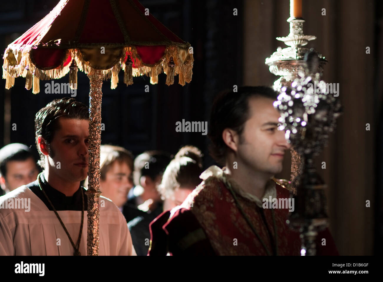 Seville, Spain, at the Corpus Christi procession altar in the Capilla ...