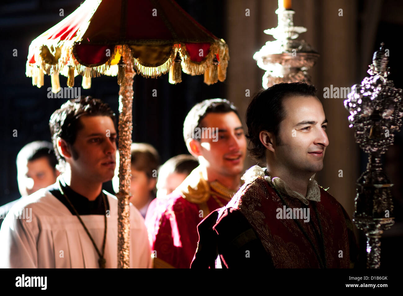 Seville, Spain, at the Corpus Christi procession altar in the Capilla ...