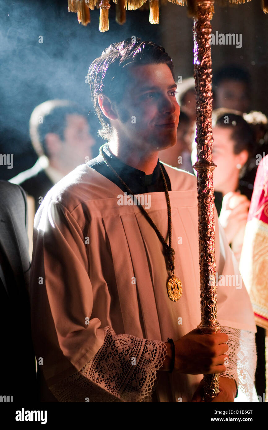 Seville, Spain, at the Corpus Christi procession altar in the Capilla ...