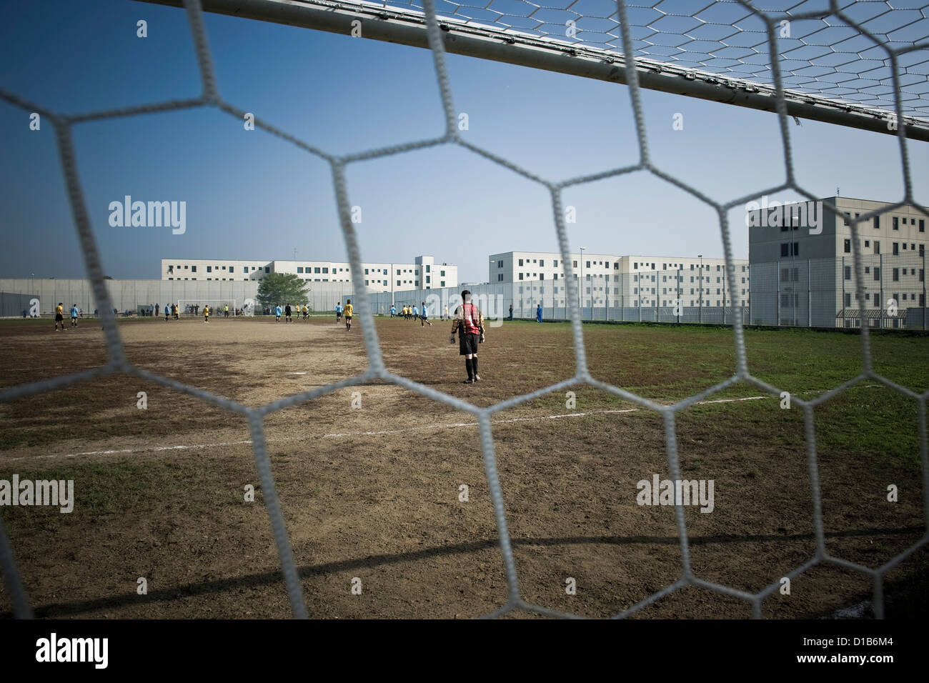Italy, Bollate prison, football game inside the prison Stock Photo - Alamy