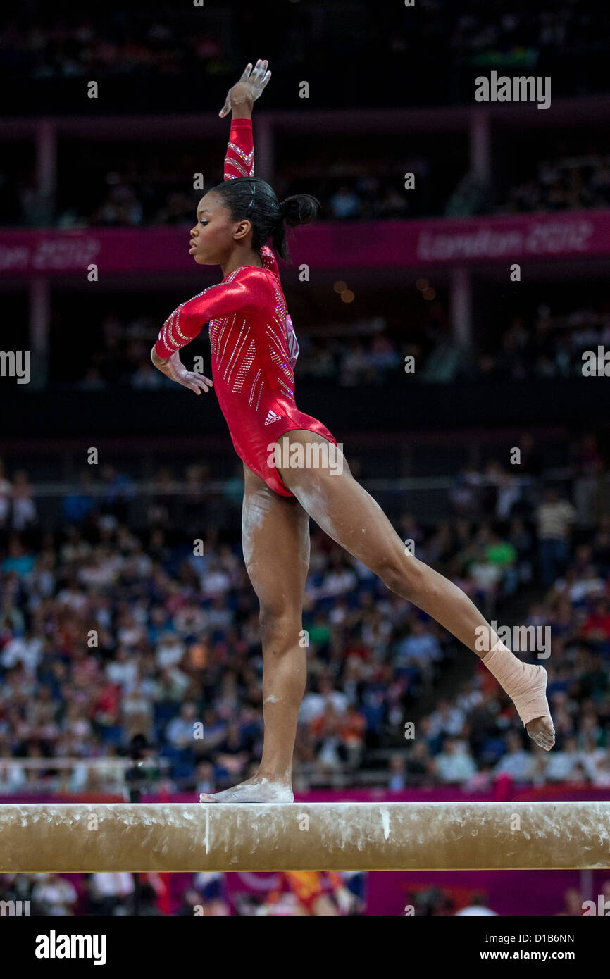 Gabrielle Douglas (USA) competes on the balance beam during the women's ...