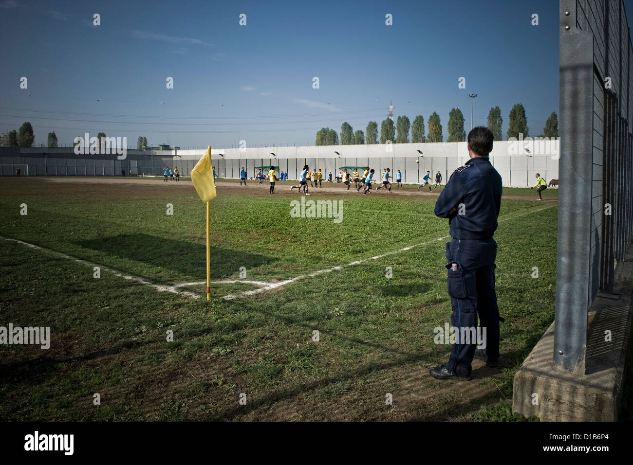 Italy, Bollate prison, football game inside the prison Stock Photo - Alamy