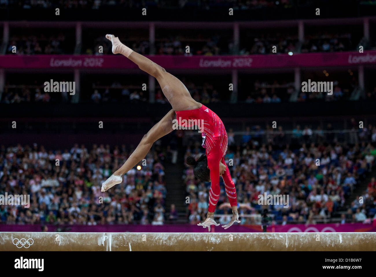 Gabrielle Douglas (USA) competes on the balance beam during the women's ...