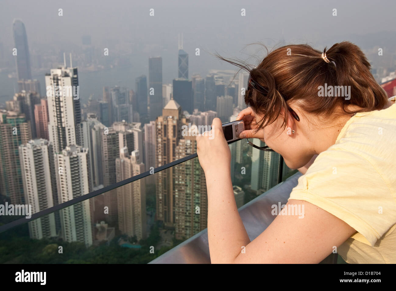 Woman Taking A Photograph, Viewing Platform, Victoria Peak, Hong Kong ...