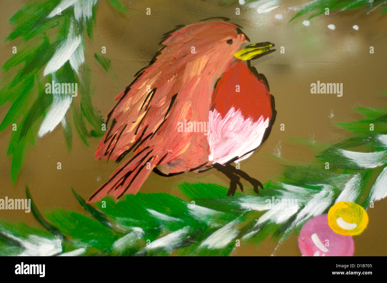Robin on holly painting hi-res stock photography and images - Alamy